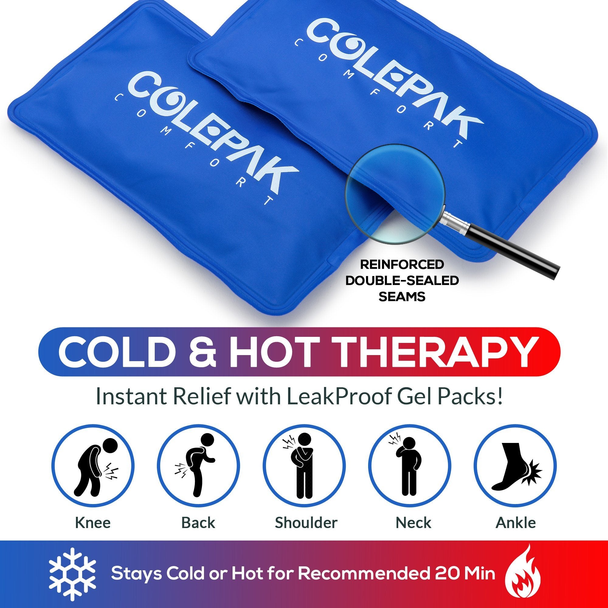 Hot & Cold Reusable Gel Ice Packs & Cover Wrap - ColePak Comfort – Easy ...